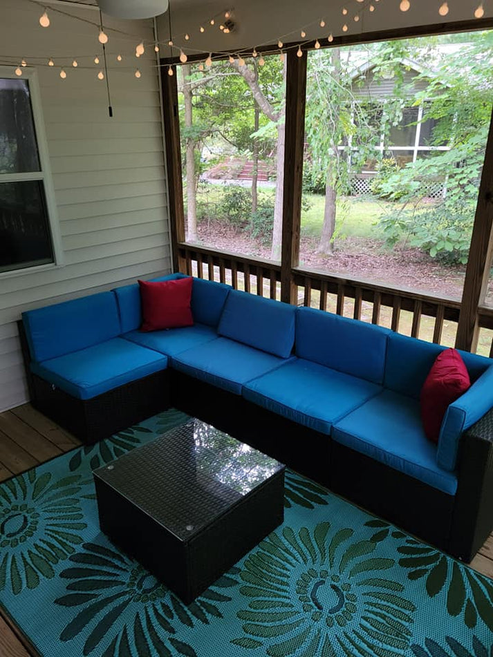 Daisy Aqua & Green Outdoor Mat – MadMats.com